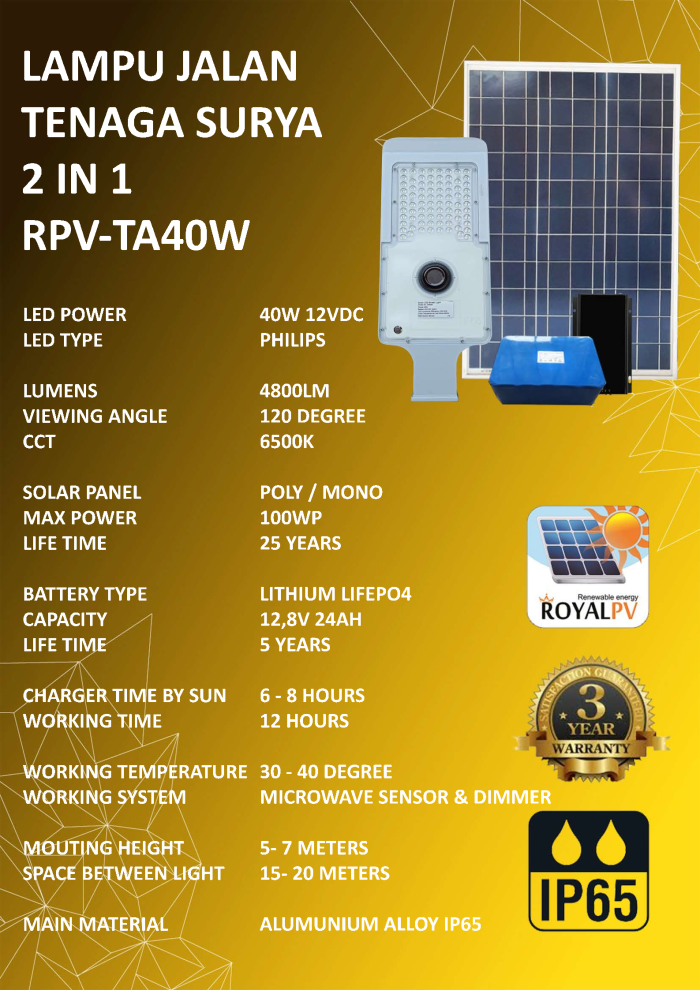 PJU SOLAR CELL 2 IN 1, PJU TENAGA SURYA 2 1N 1 | ROYALPV